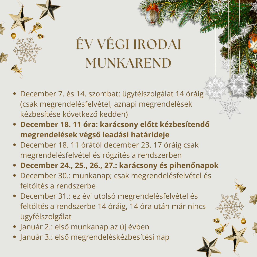 Év végi irodai munkarend – Gano Excel